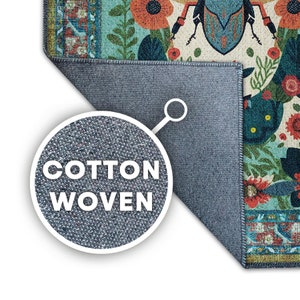 Art Deco House Fly Rug, Bug and Flowers Vintage Rug, Unique Rug for ...