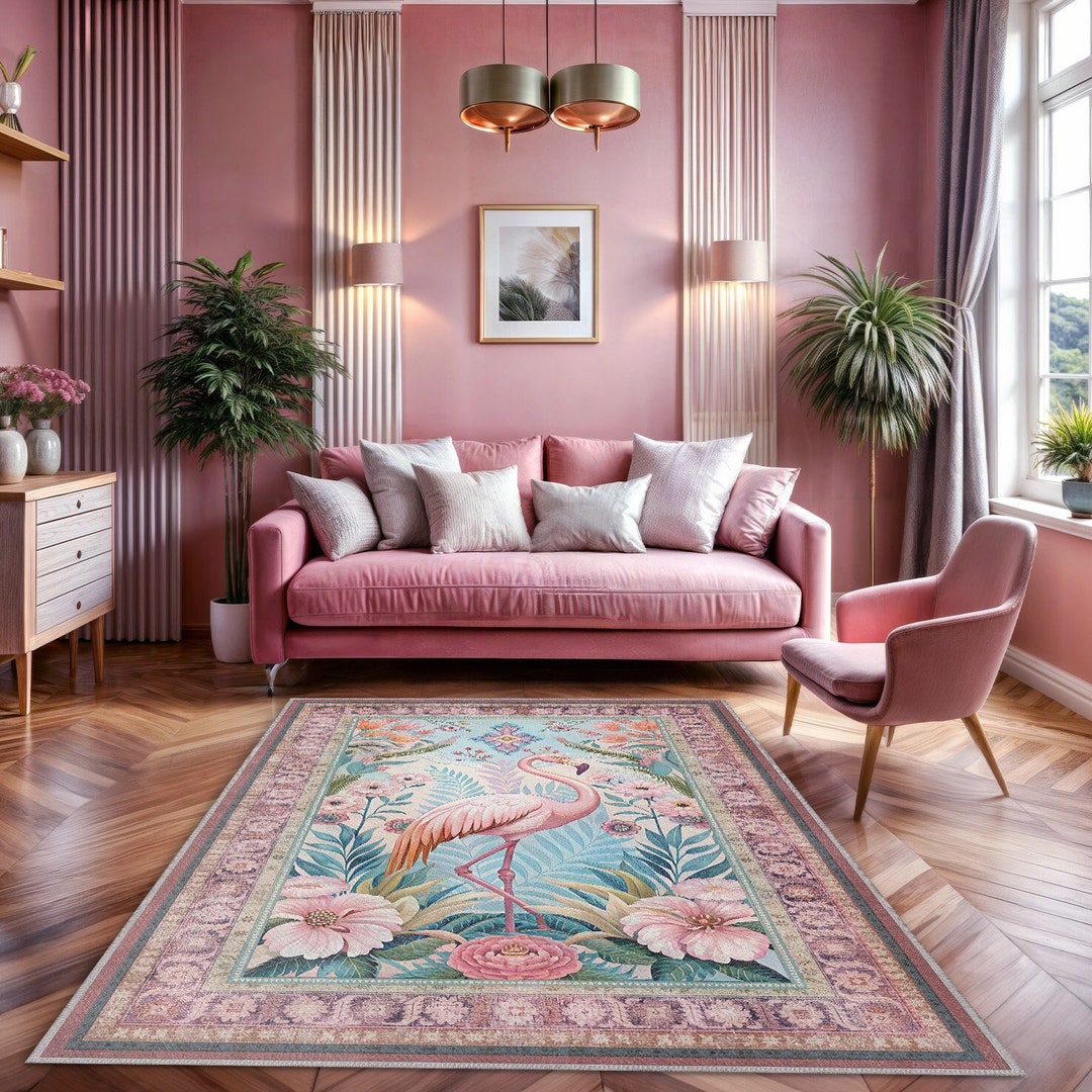 Flamingo Rug for Pink Room Decor, Pink Rug for Coquette Room Decor ...