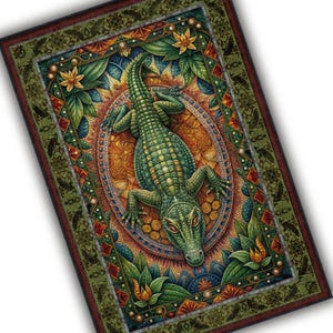 Crocodile Rug, Tropical Decor, Alligator Decor, Maximalist Washable Rug ...