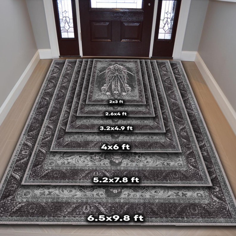 Grim Reaper Rug for Vintage Gothic Decor, Artistic Gothic Rug, Dark ...