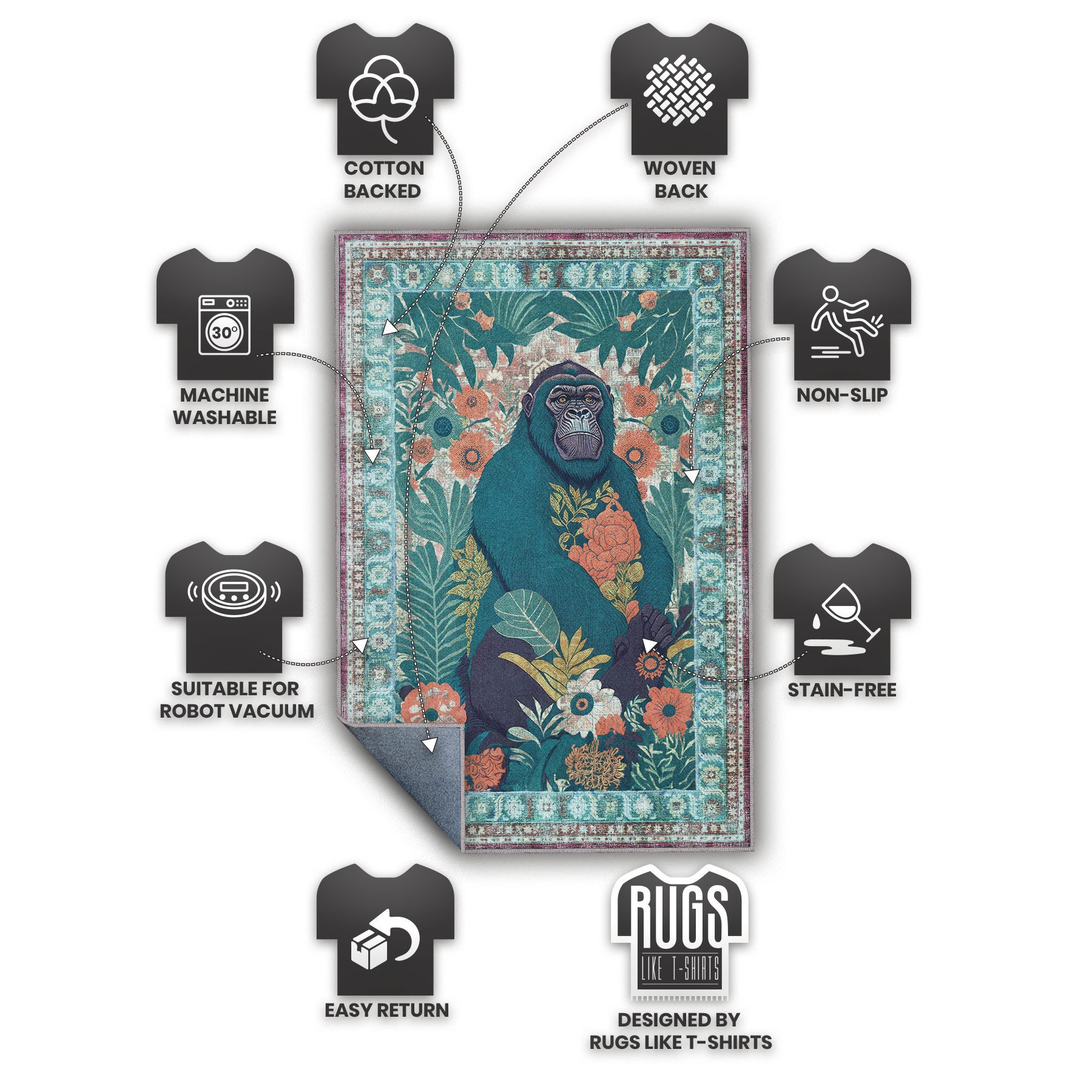 Art Deco Gorilla Rug Forest Green Rug Maximalist Art Rug - Etsy Canada