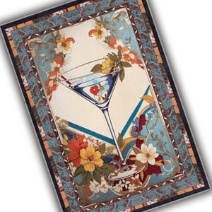 Martini Rug, Martini Print Rug, Art Deco Rug for Coctail Lovers ...