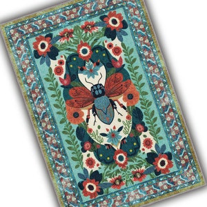 Art Deco House Fly Rug, Bug and Flowers Vintage Rug, Unique Rug for ...