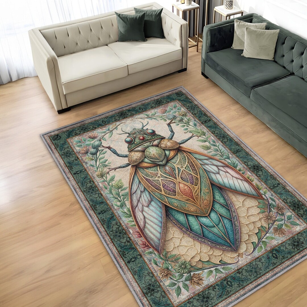 Cicada Rug, Whimsical Rug, Weirdcore Room Decor, Designer Rug ...