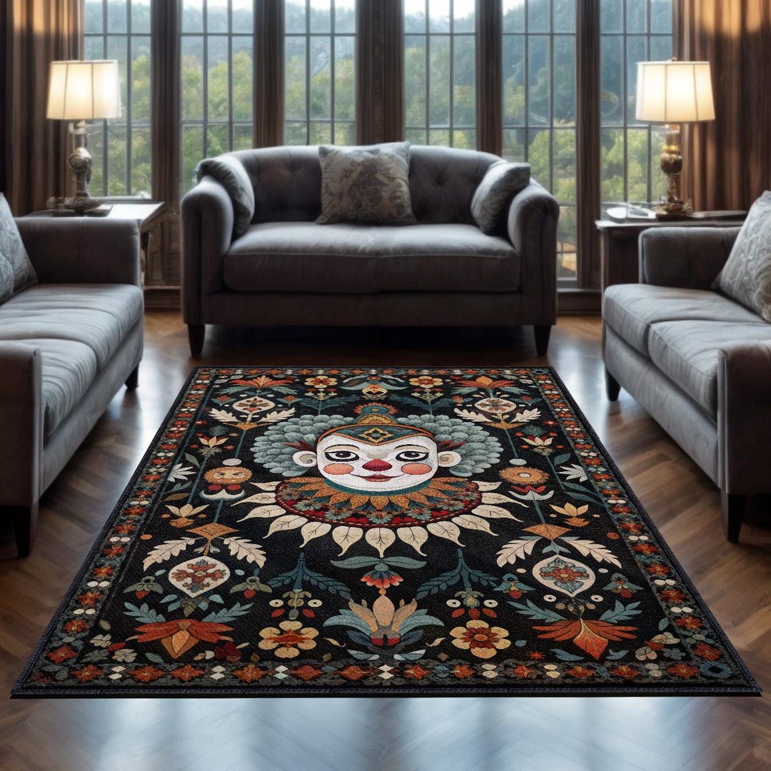 Gothic Clown Rug for Whimsigoth Decor, Horror Rug for Clowncore Decor ...