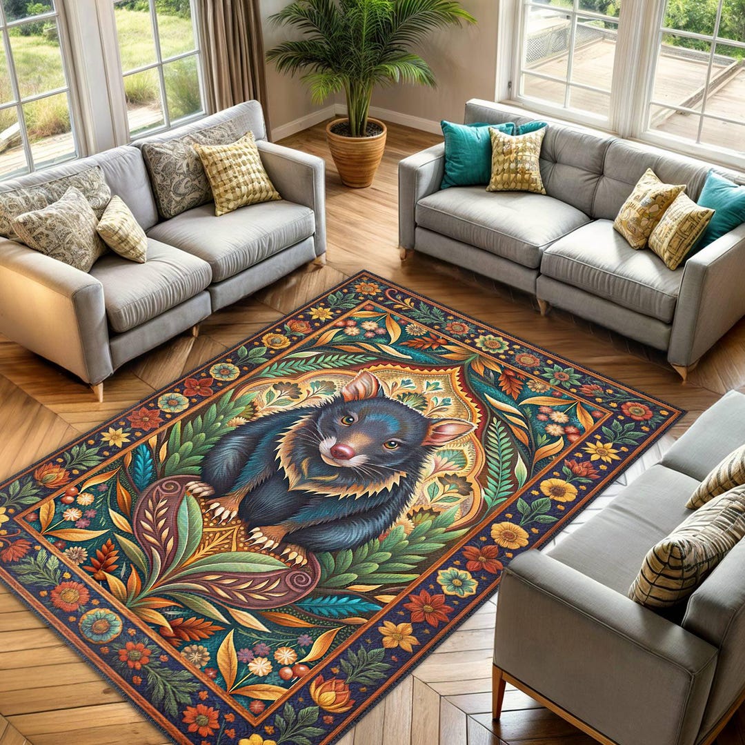 Tasmanian Devil Rug for Aesthetic Living Room Decor, Animal Rug, Funky ...