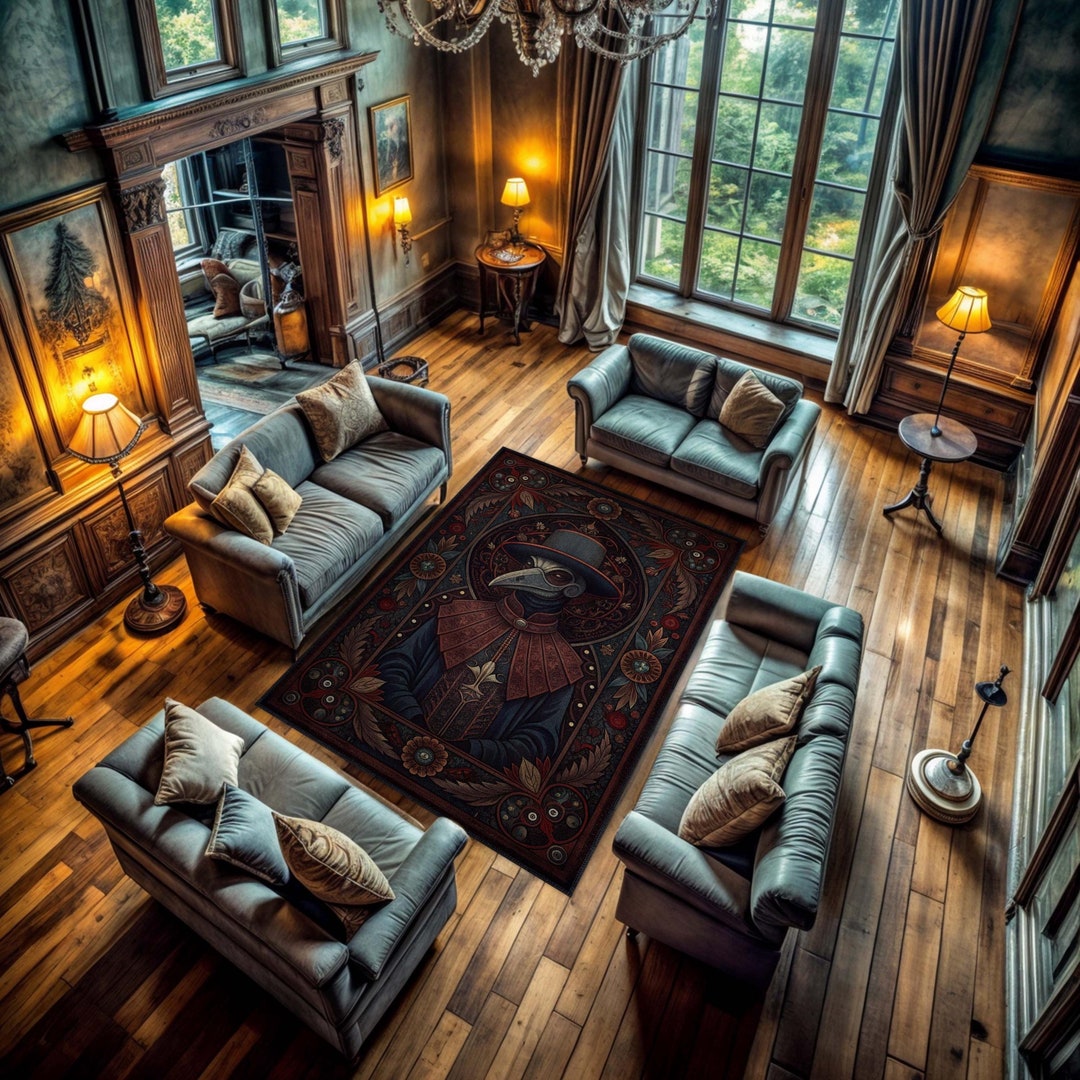 Plague Doctor Rug for Gothic Decor, Dark Academia Rug for Unique Decor ...