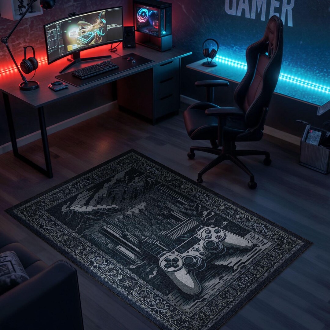 Gaming Rug, Gaming Room Rug, Gamer Decor, Dark Gamer Room, Gift for ...