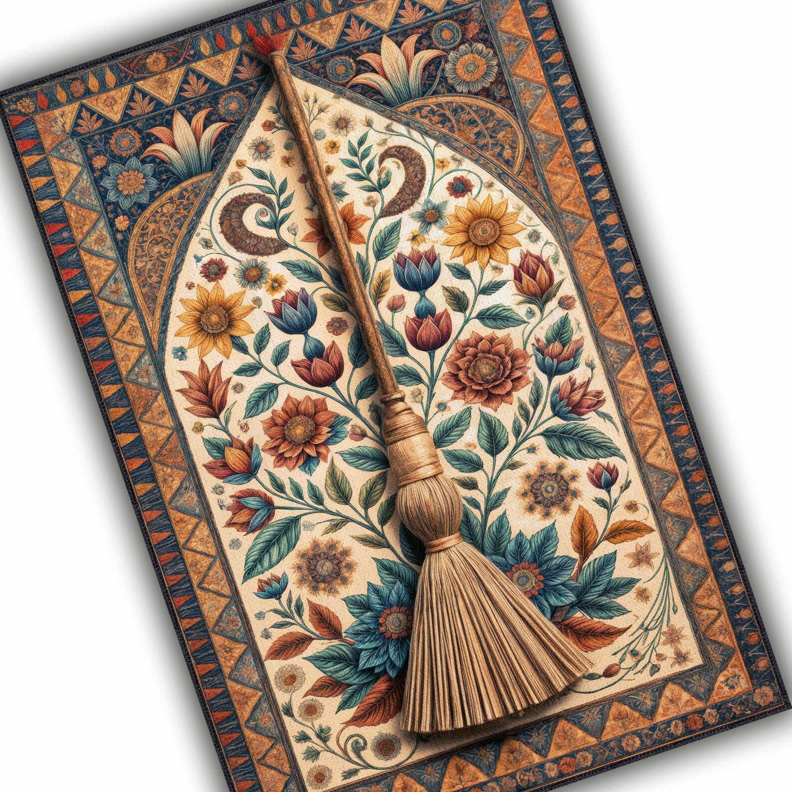 Floral Witch Broom Rug, Witchcraft Carpet for Witchy Room Decor ...