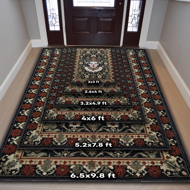 Clown Rug for Gothic Decor, Goth Clown Rug for Halloween Decor ...