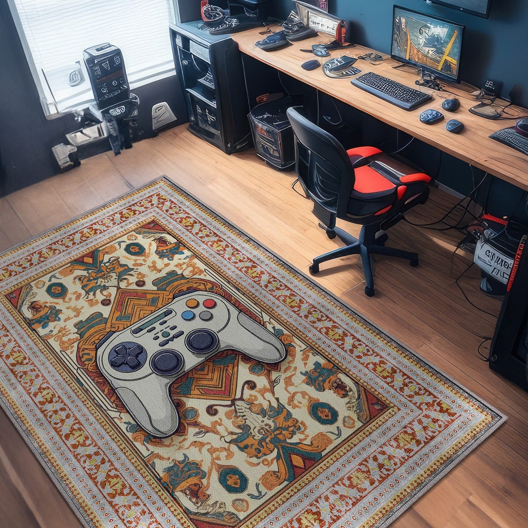 Gamer Gift Gamer Rug for Gamer Room Decor, Vintage Art Deco Joystick ...