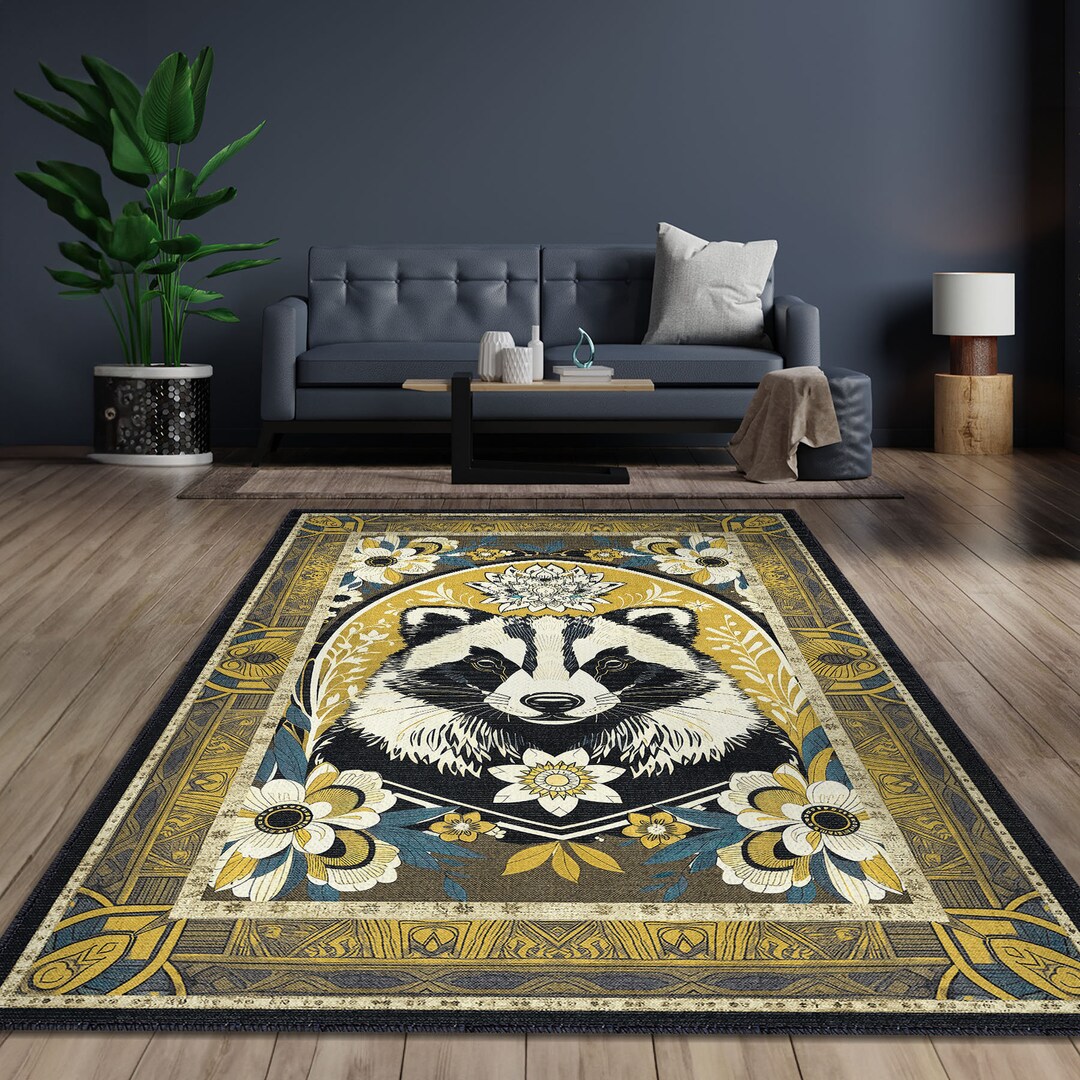 Badger Rug, Weirdcore Living Room Decor, Animal Rug for Bookish Room ...