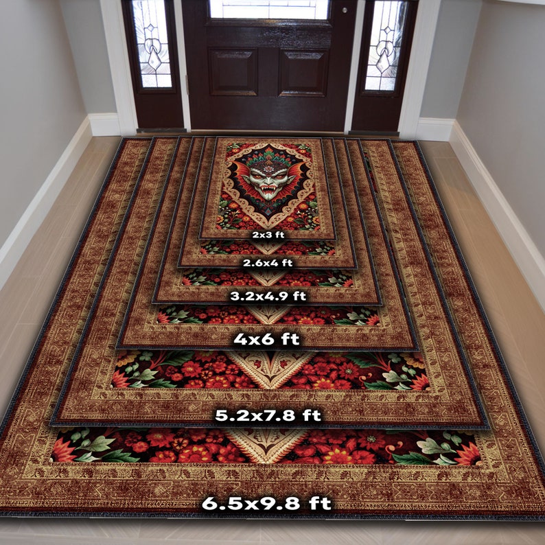 Gothic Vampire Rug, Macabre Home Decor, Washable Area Rug, Spooky Room ...