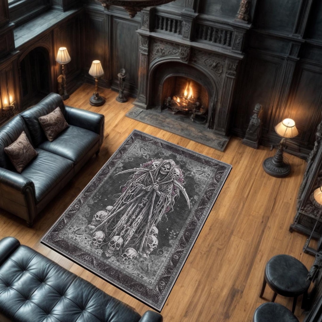 Grim Reaper Rug for Vintage Gothic Decor, Artistic Gothic Rug, Dark ...