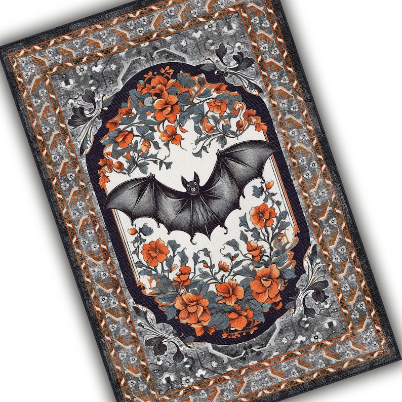 Gothic Rug for Goth Room Decor, Bat Rug for Witchy Room Decor, Dark ...