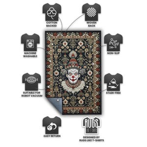 Clown Rug for Gothic Decor, Goth Clown Rug for Halloween Decor ...