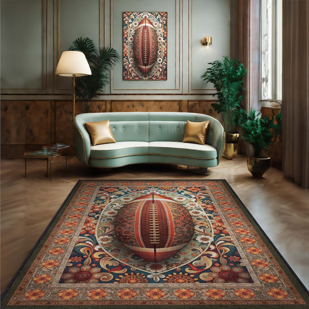 American Football Rug, College Football Decor, Man Cave Decor Rug ...