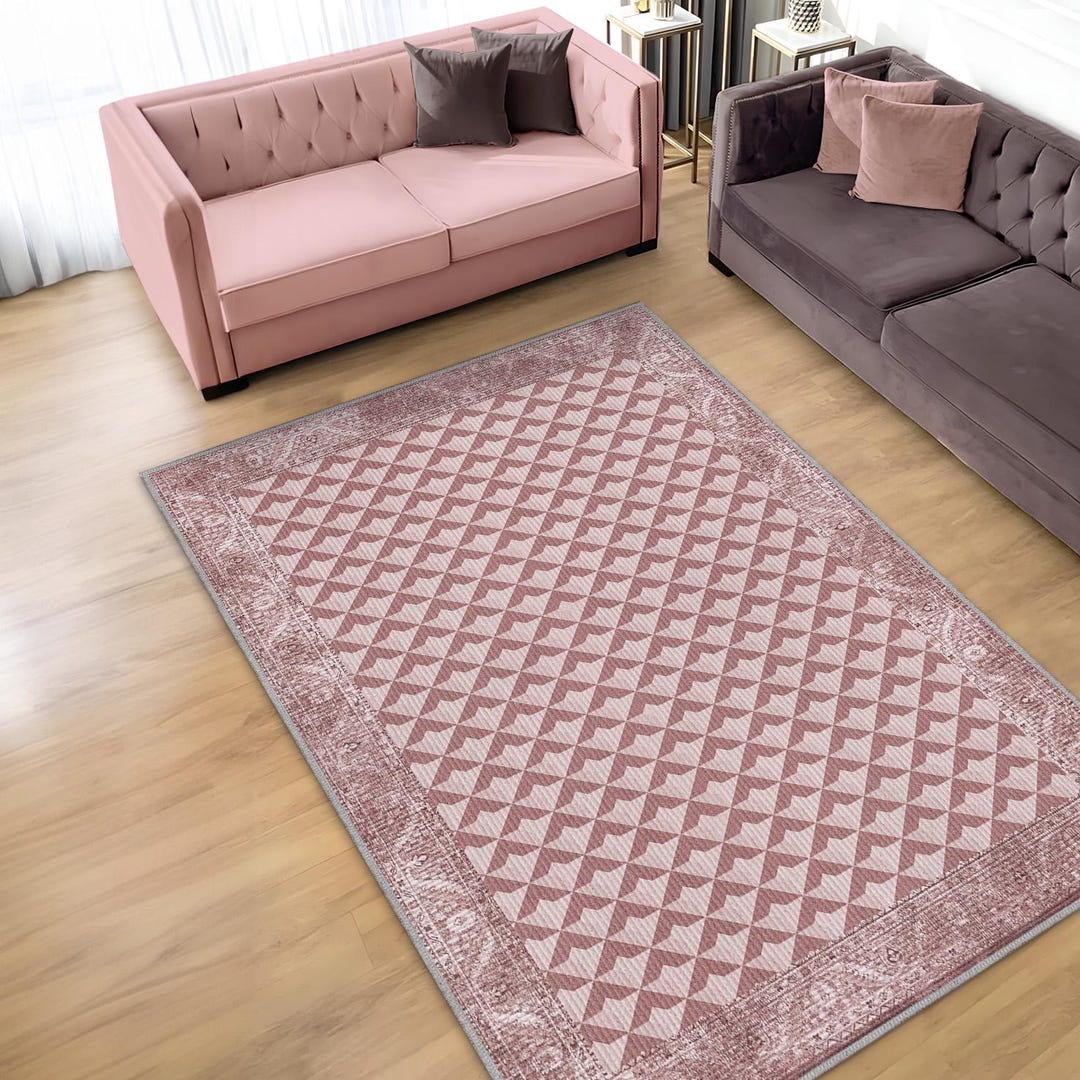 Dusty Pink Rug, Pink Vintage Inspired Area Rug, Blush Pink Rug for ...