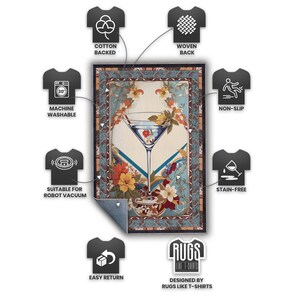 Martini Rug, Martini Print Rug, Art Deco Rug for Coctail Lovers ...