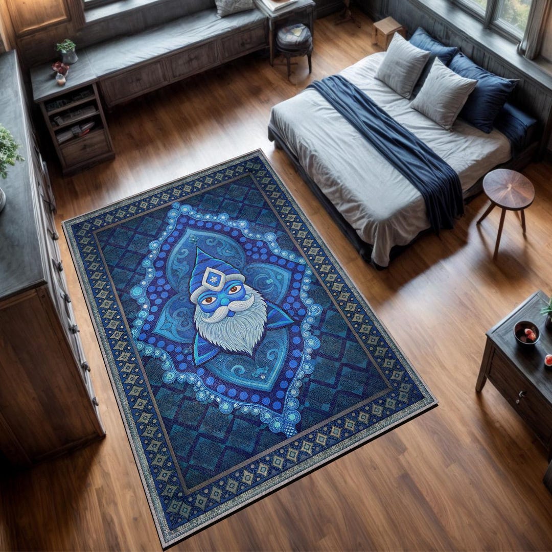 Blue Gnome Rug, Whimsical Gnome Rug for Mystical Home Decor, Magical ...