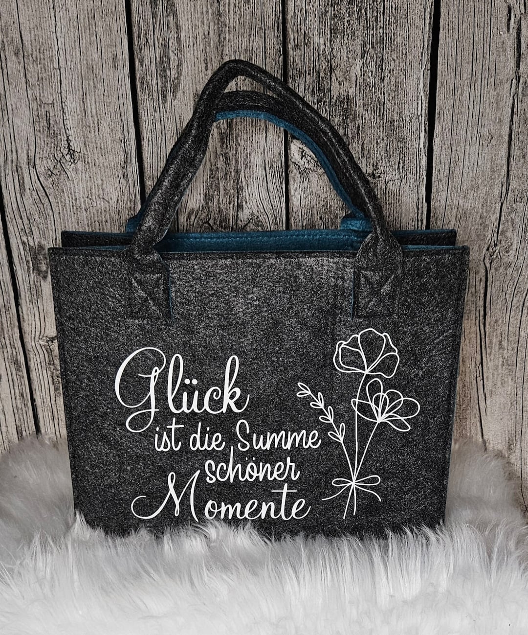 Filztaschen | Geschenk | bunt | robuste Filztasche mit Spruch "Glück ...