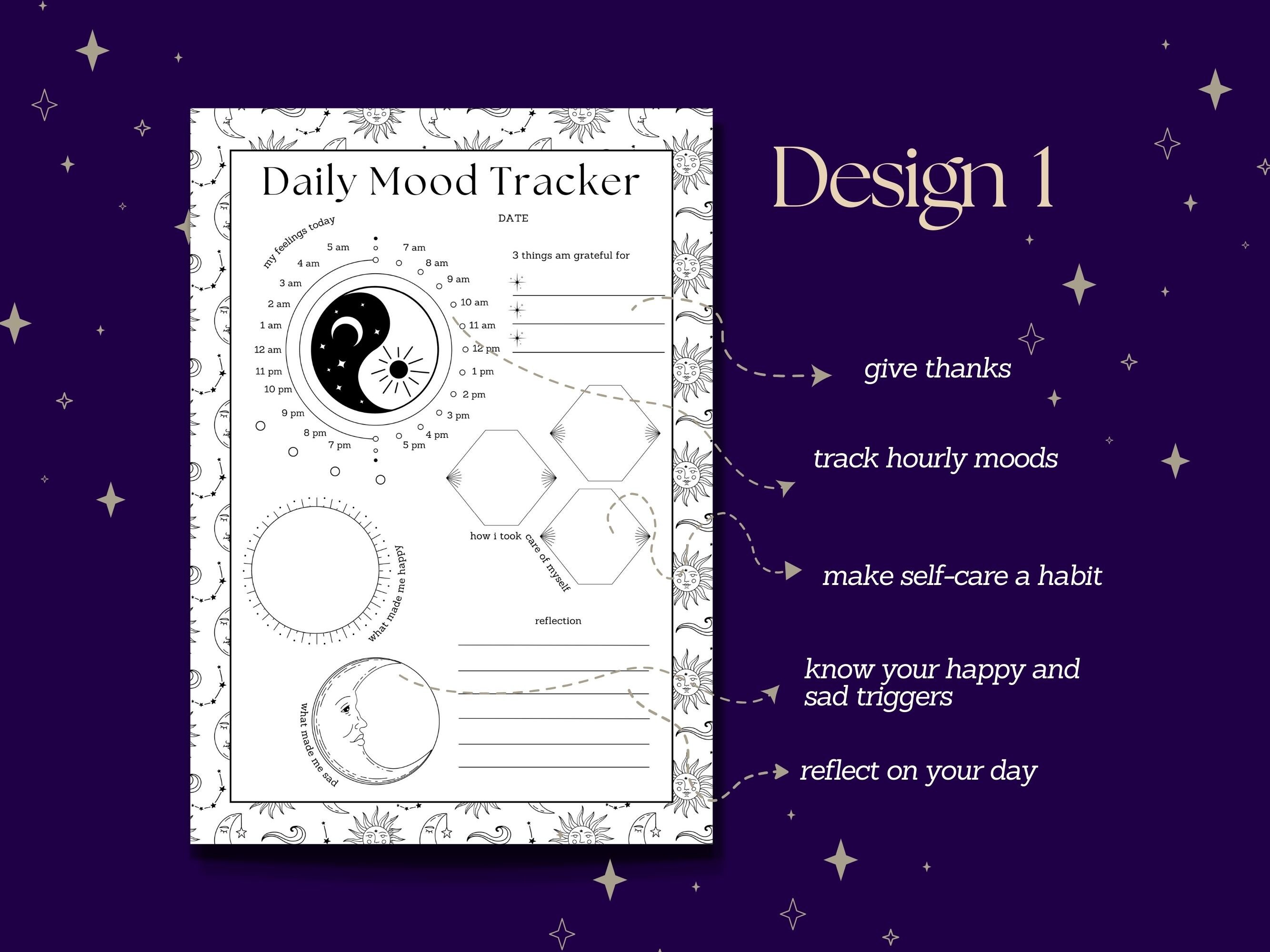 Daily Mood Tracker Printable mystic, Mood Journal Planner Insert, Mood ...