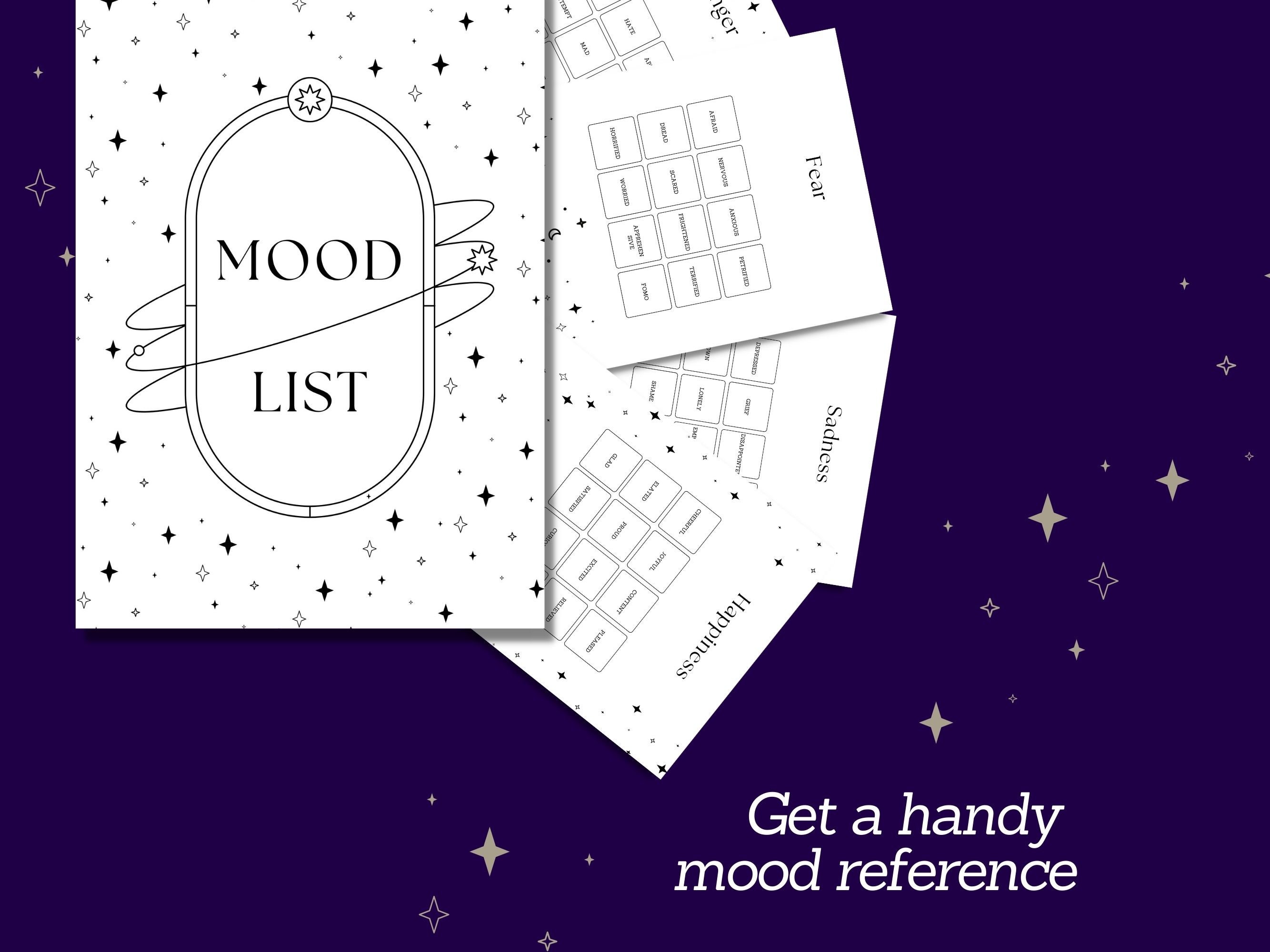 Daily Mood Tracker Printable mystic, Mood Journal Planner Insert, Mood ...