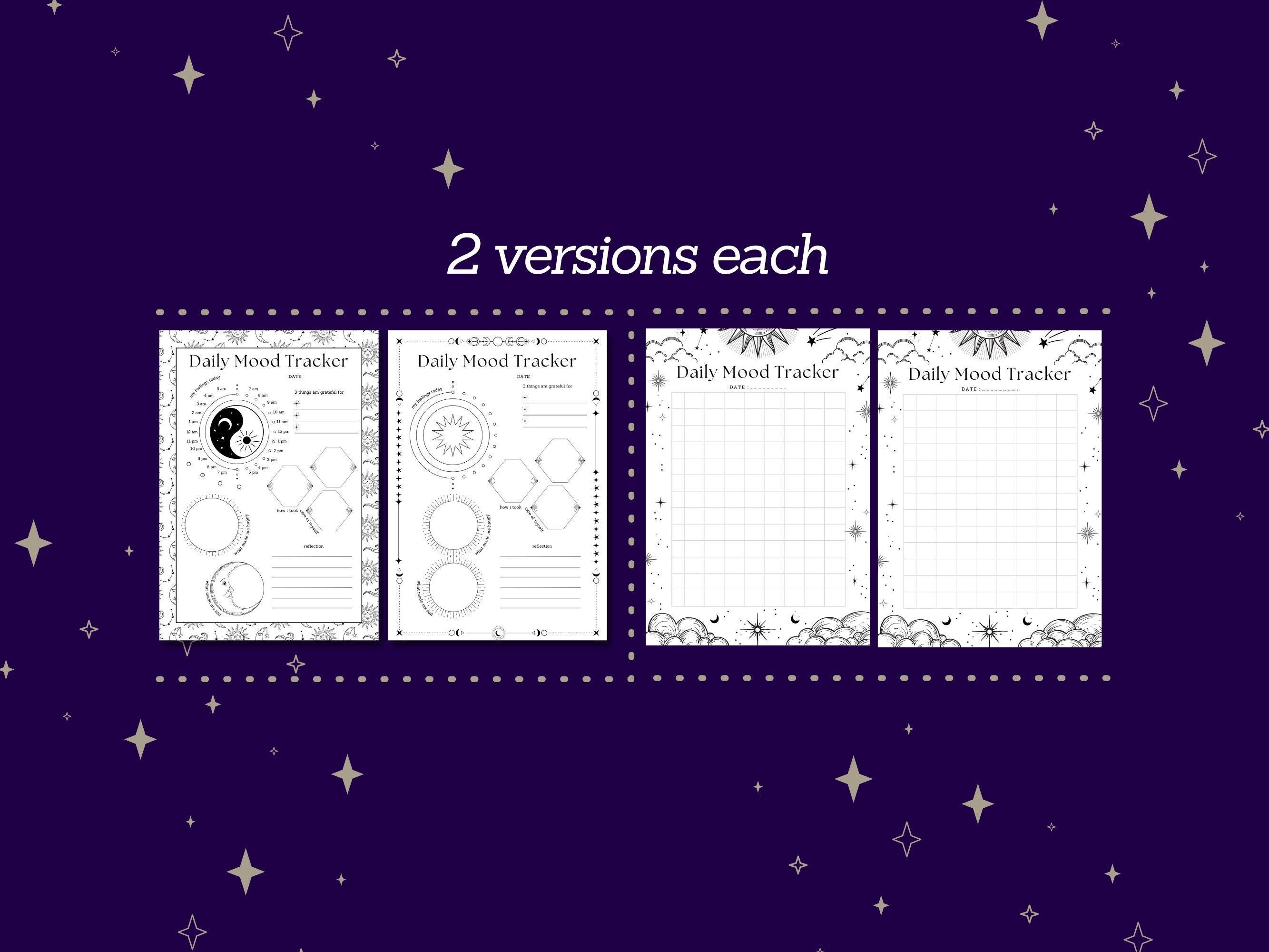 Daily Mood Tracker Printable mystic, Mood Journal Planner Insert, Mood ...