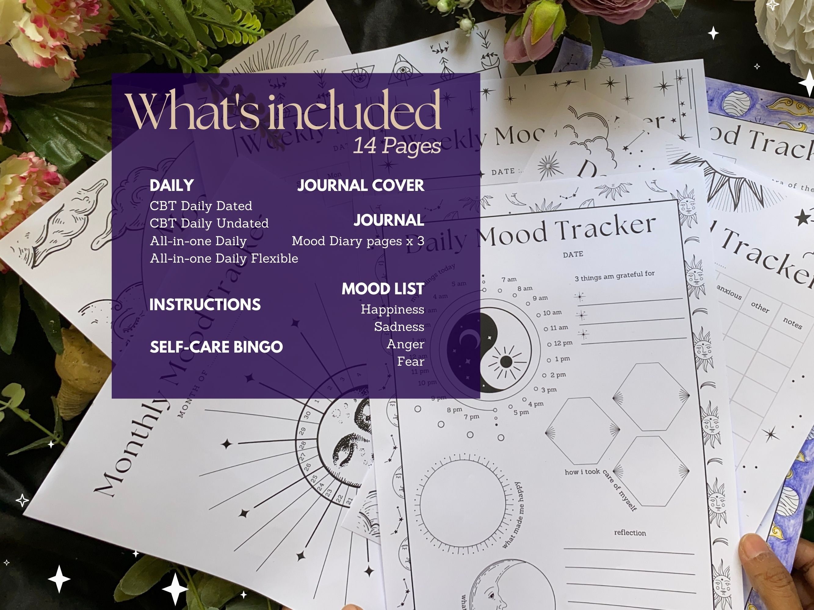 Daily Mood Tracker Printable mystic, Mood Journal Planner Insert, Mood ...