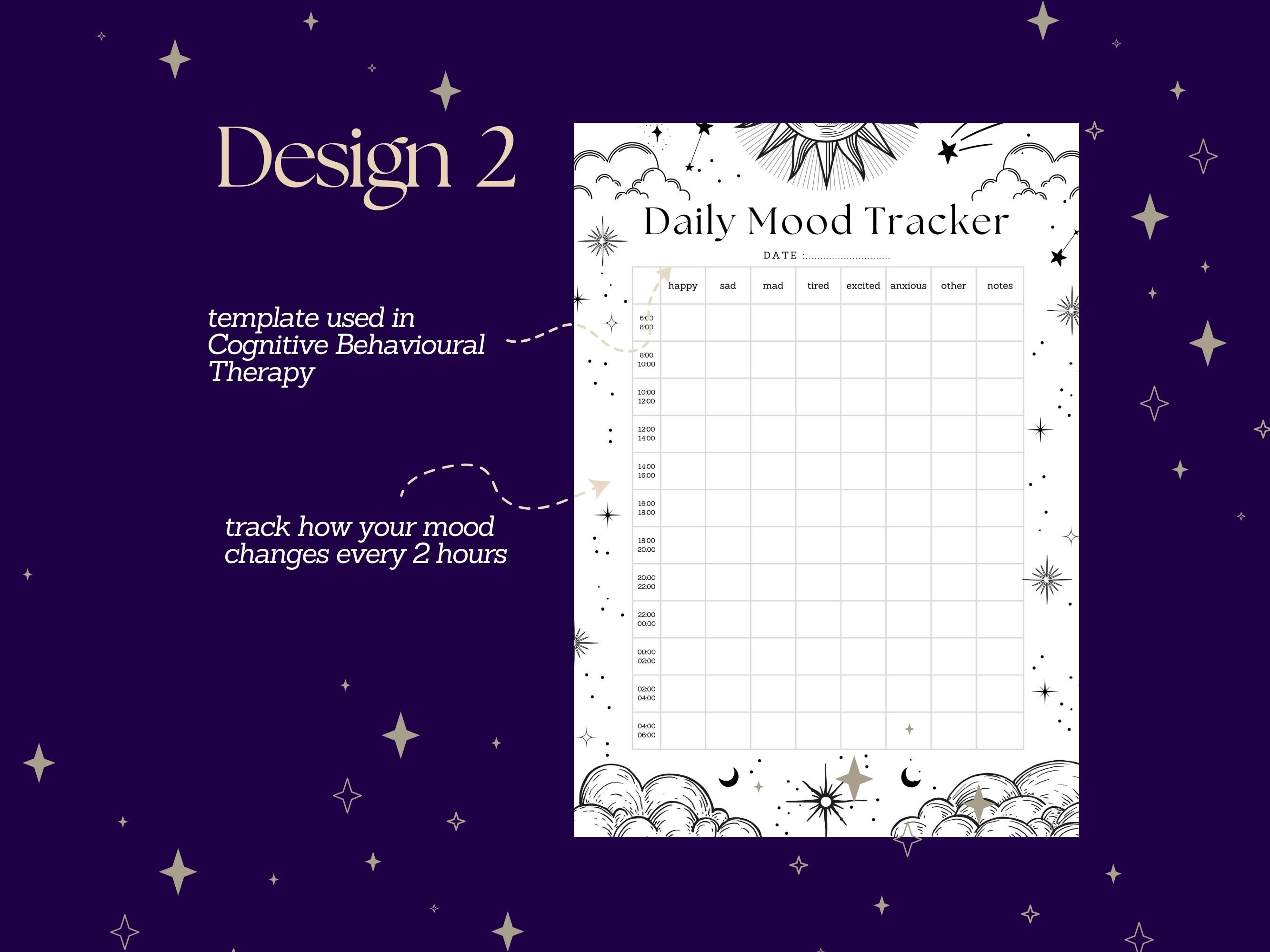 Daily Mood Tracker Printable mystic, Mood Journal Planner Insert, Mood ...
