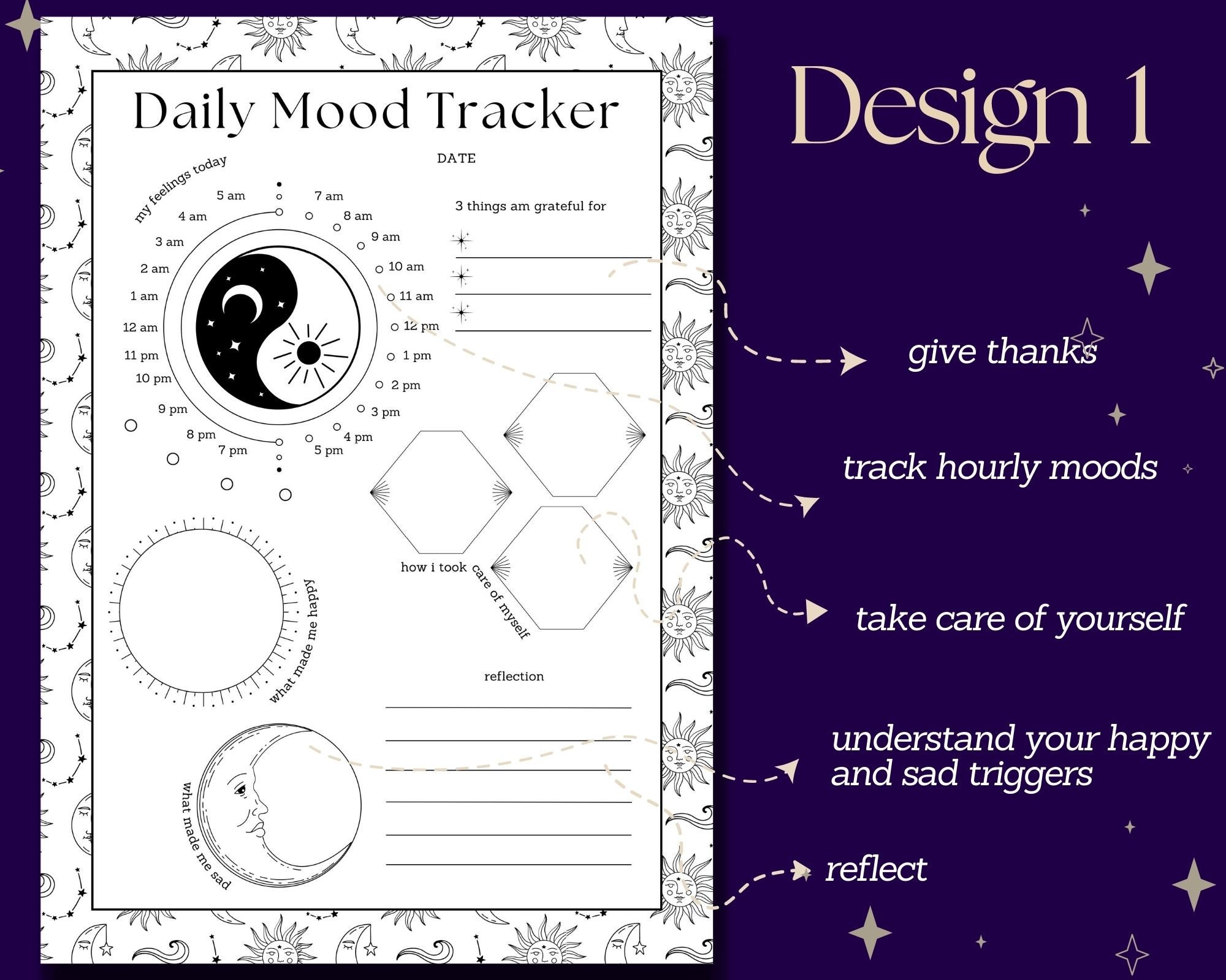 Daily Mood Tracker Printable mystic Mood Journal Planner - Etsy
