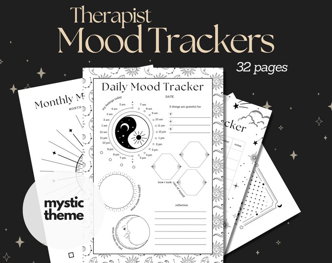 Mood Tracker Printable celestial, Yearly Monthly Weekly Daily Mood ...