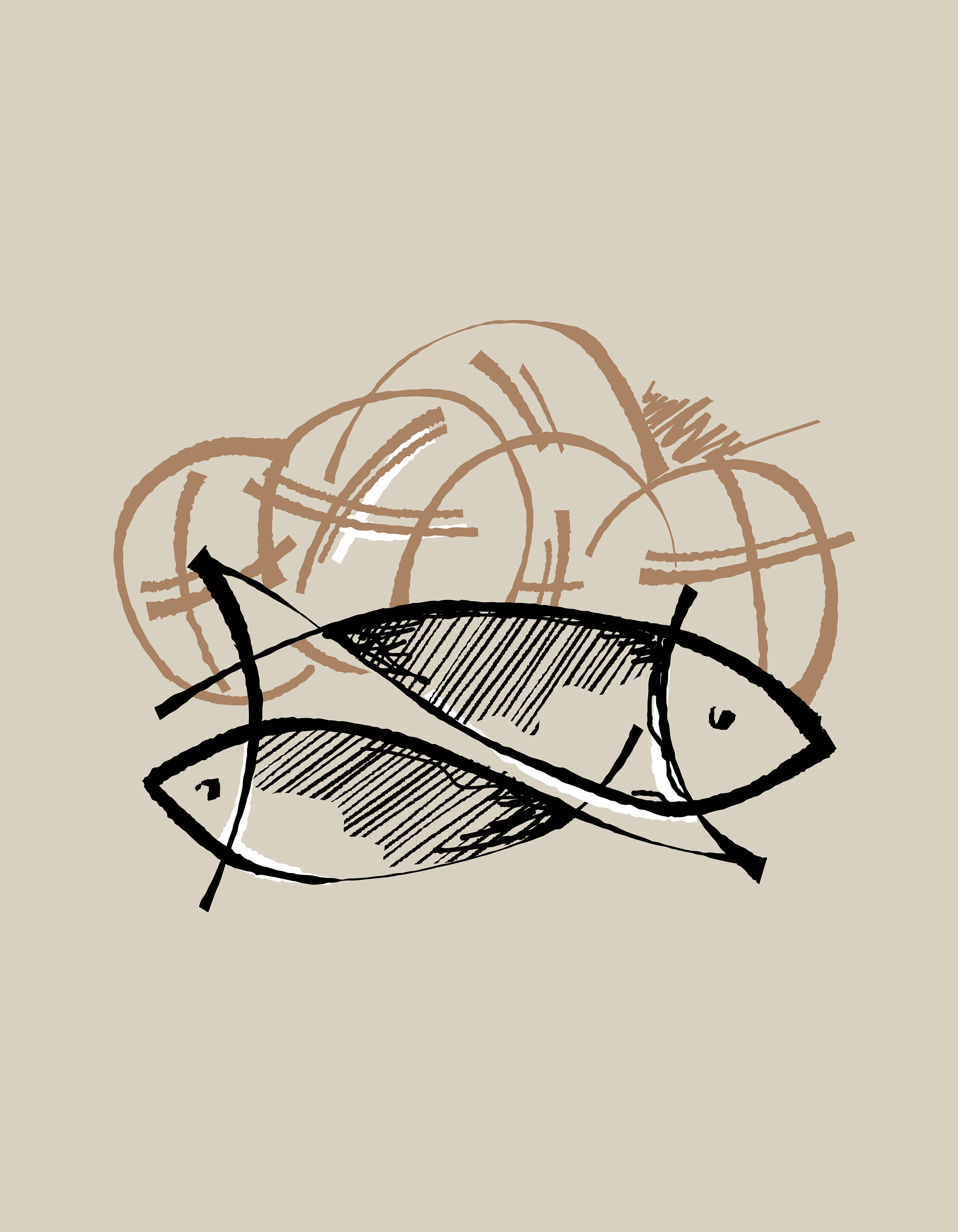 5 Loaves 2 Fish Print: Minimalist Bible Verse Sketch (digital Download ...