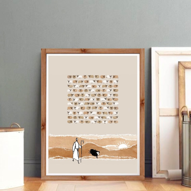 Jesus Leaves the 99 Parable of the Lost Sheep Good Shepherd - Etsy