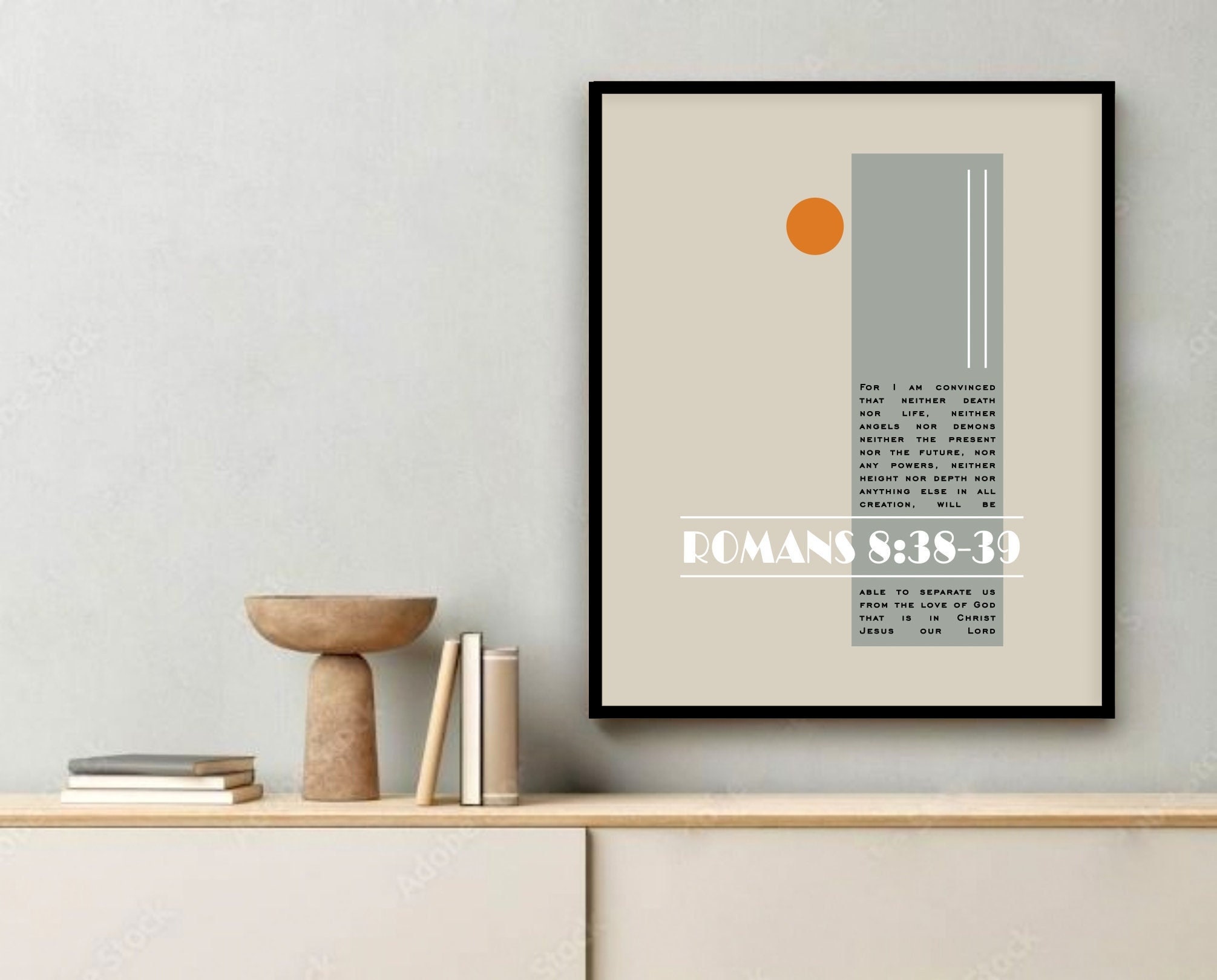 Romans 8-38–39 Bible Verse Wall Art BAUHAUS POSTER Print Boho Christian ...