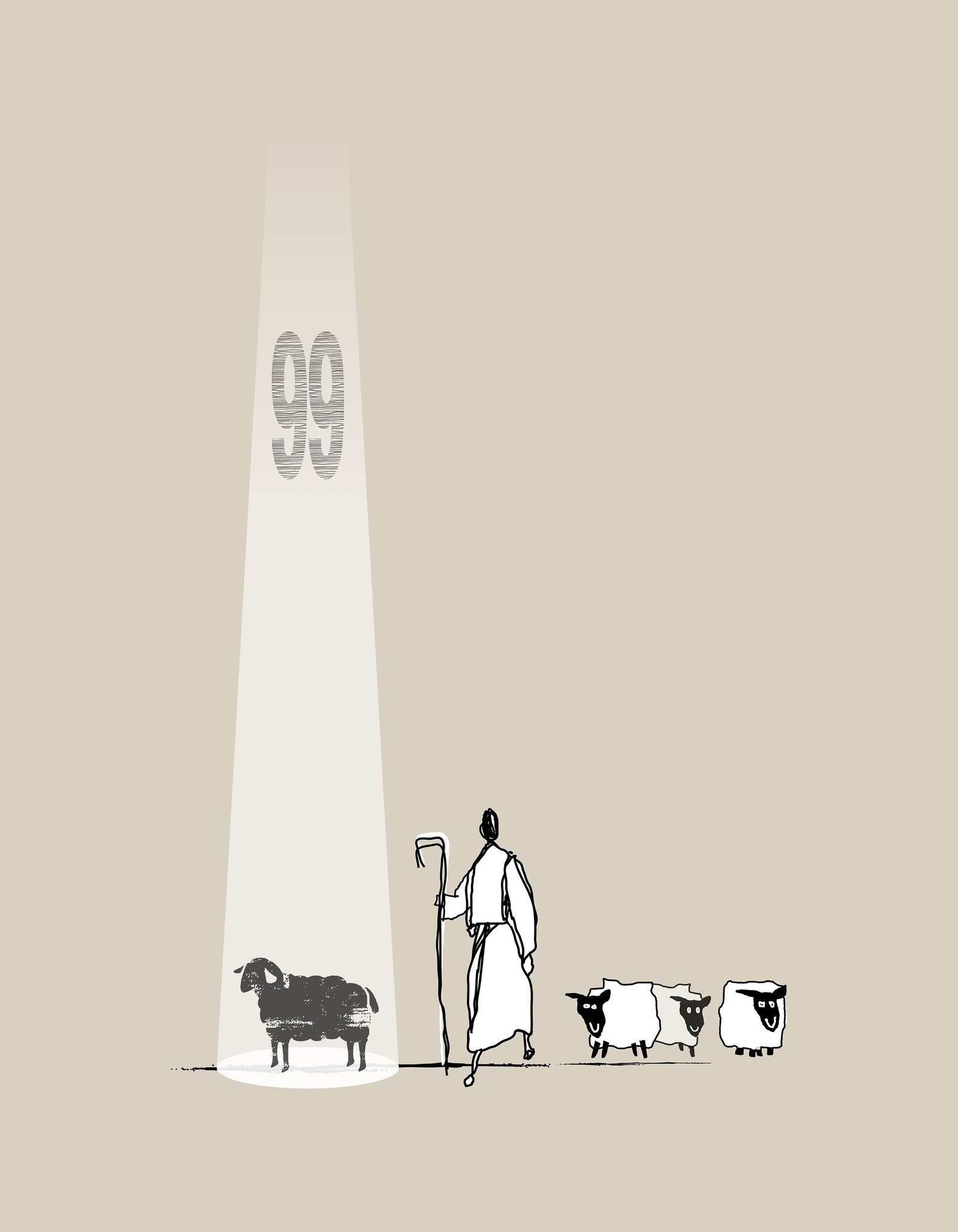 Jesus Leaves the 99 Parable Lost Sheep Christian Modern Art Bible ...
