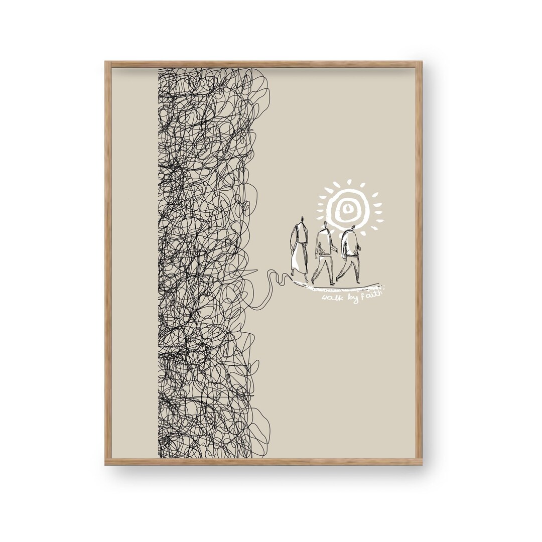 Walk by Faith Print: Minimalist Christian Art Sketch (digital Download ...