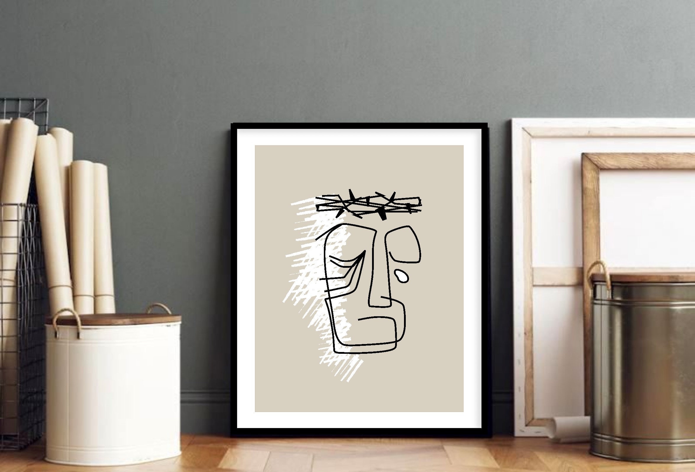 CUBIST Jesus Portrait Wall Art Jesus Portrait Printable Crown of Thorns ...