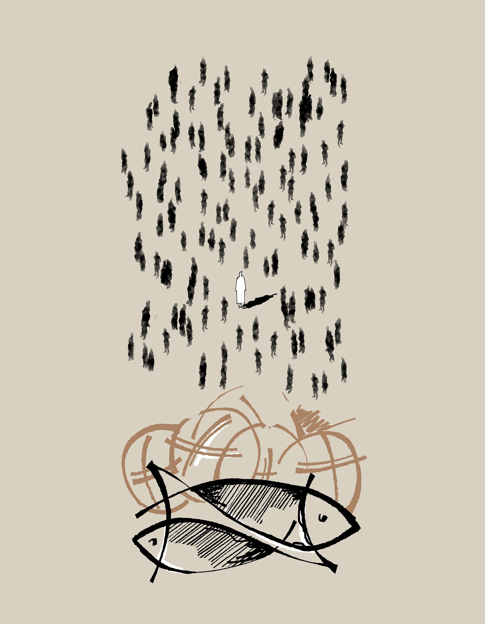 5 Loaves of Bread and 2 Fish Bible Sketches Verse Wall Art Jesus Art ...