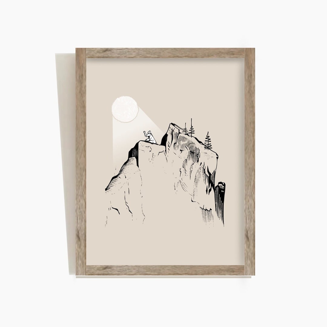 Jesus Praying on Mountain Christian Modern Art Bible Sketches Wall Art ...