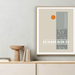 Romans 8-38–39 Bible Verse Wall Art BAUHAUS POSTER Print Boho Christian ...