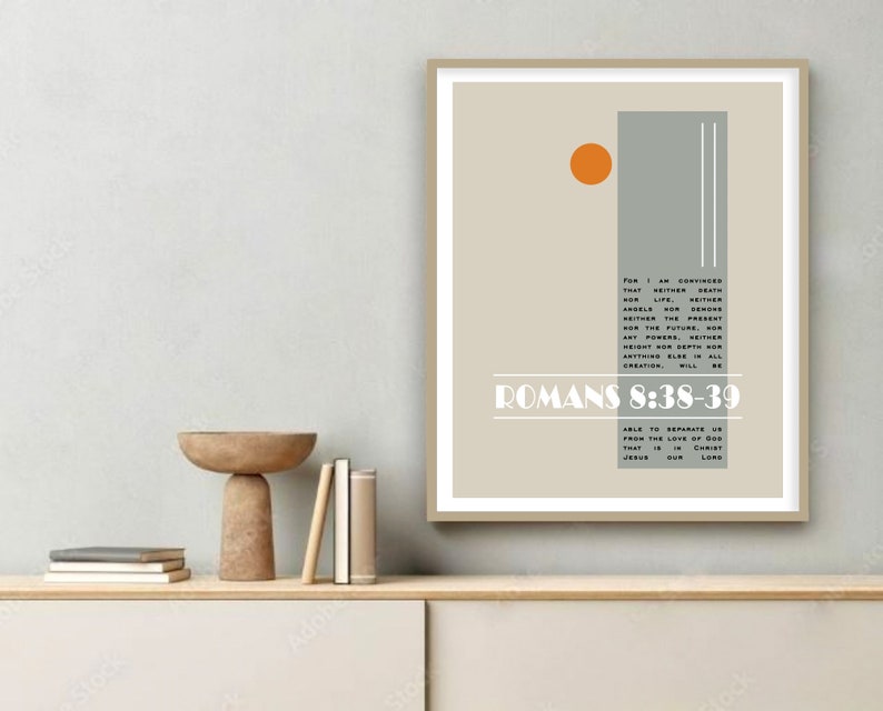 Romans 8-38–39 Bible Verse Wall Art BAUHAUS POSTER Print Boho Christian ...