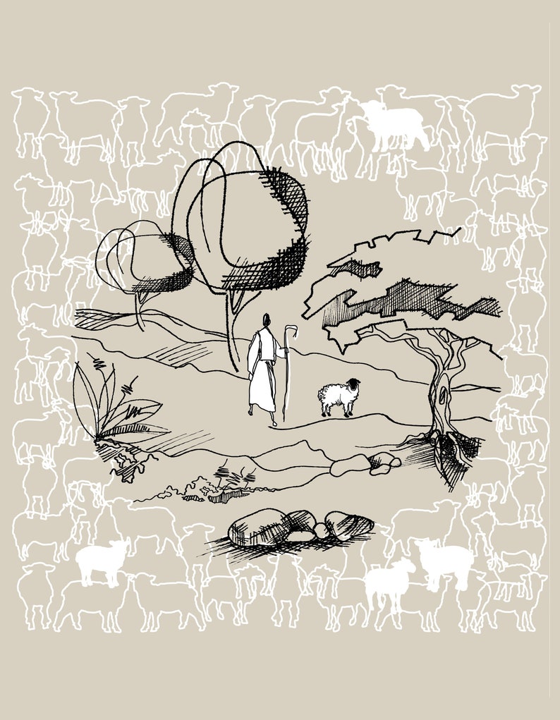 Boho Christian Art Jesus Leaves the 99 Parable of the Lost - Etsy