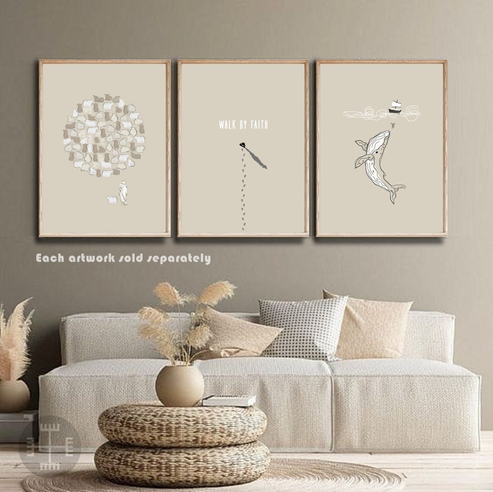 Jonah and the Whale Bible Sketches Bible Verse Wall Art Jesus Art Work ...