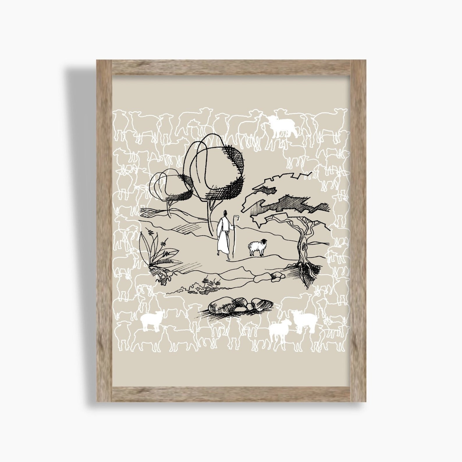 Boho Christian Art Jesus Leaves the 99 Parable of the Lost Sheep Good ...