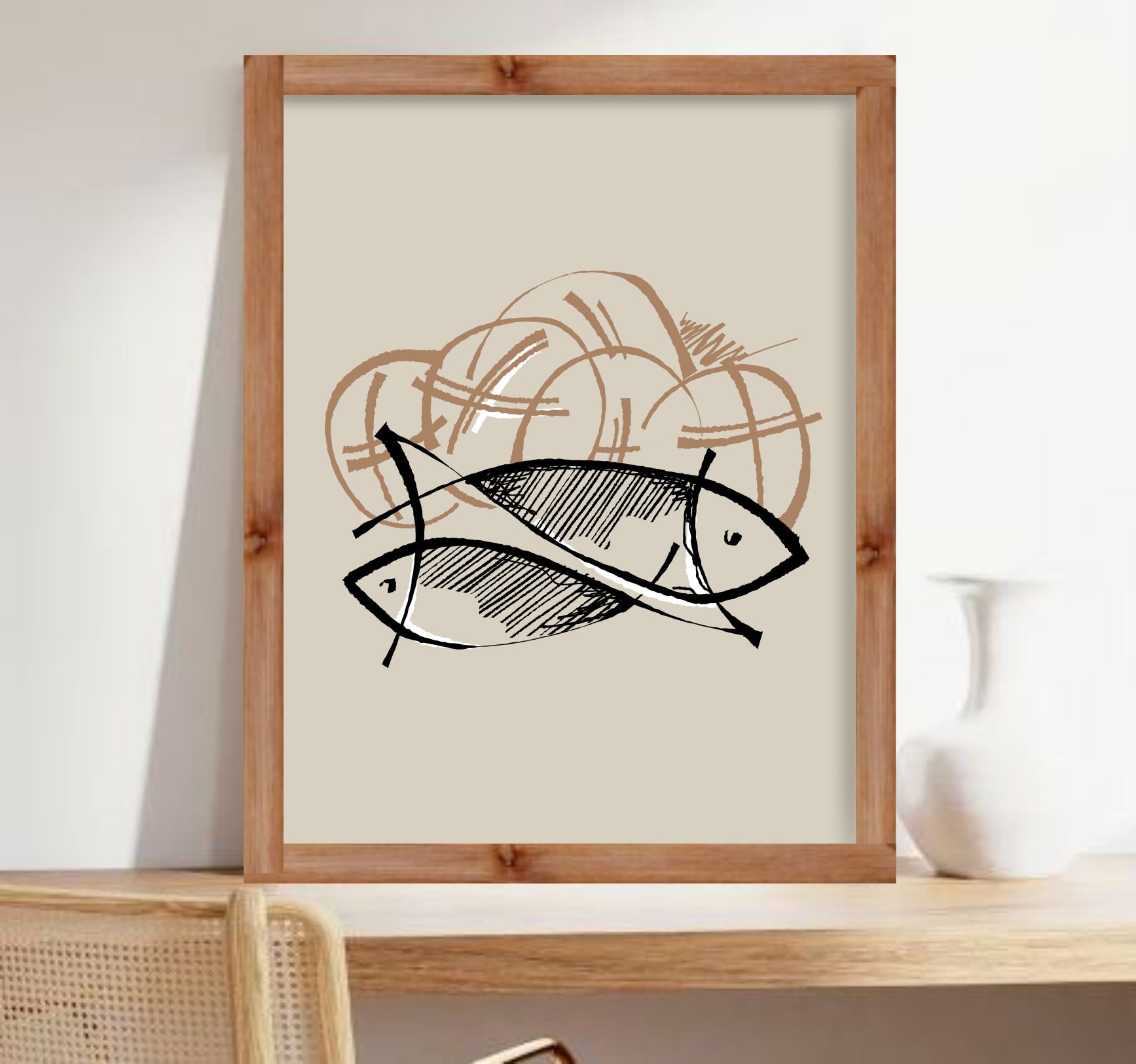 5 Loaves 2 Fish Print: Minimalist Bible Verse Sketch (digital Download ...
