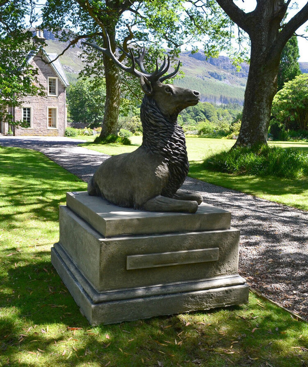 Outdoor Sitting Stag Statue in Bath or Portland Stone - Etsy