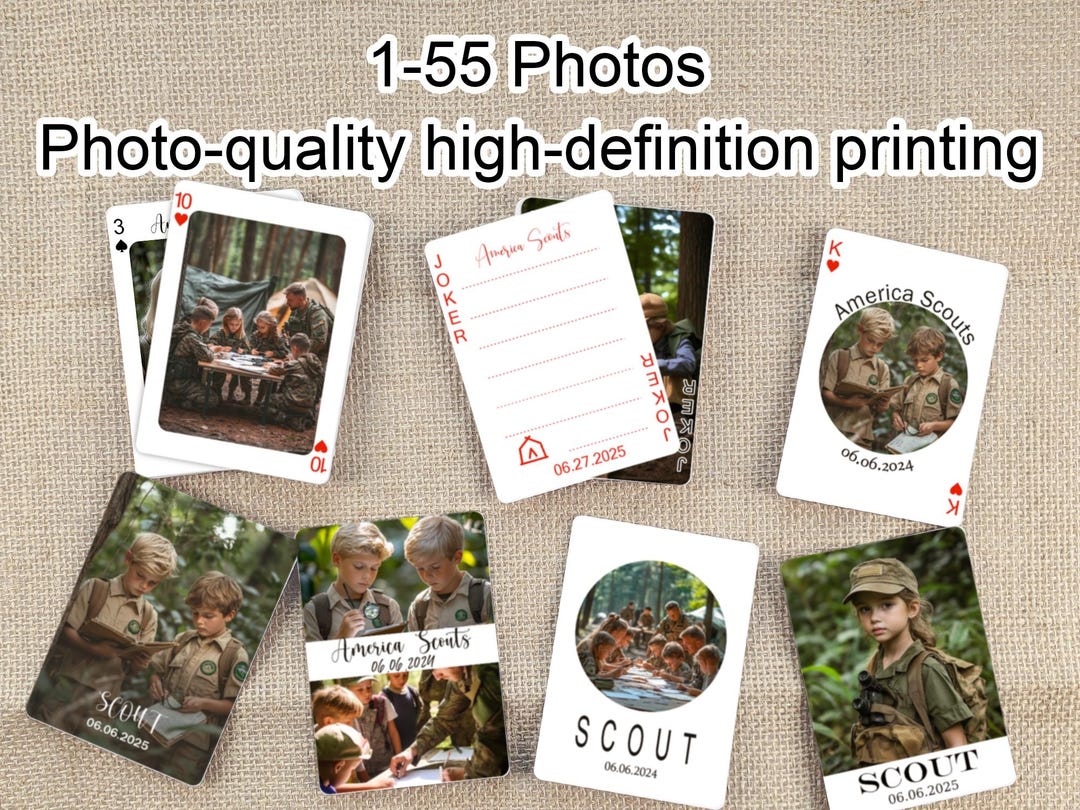 Scout Photo Playing Cards, Boy Scout Gift, Girl Scout Favors, Scout ...