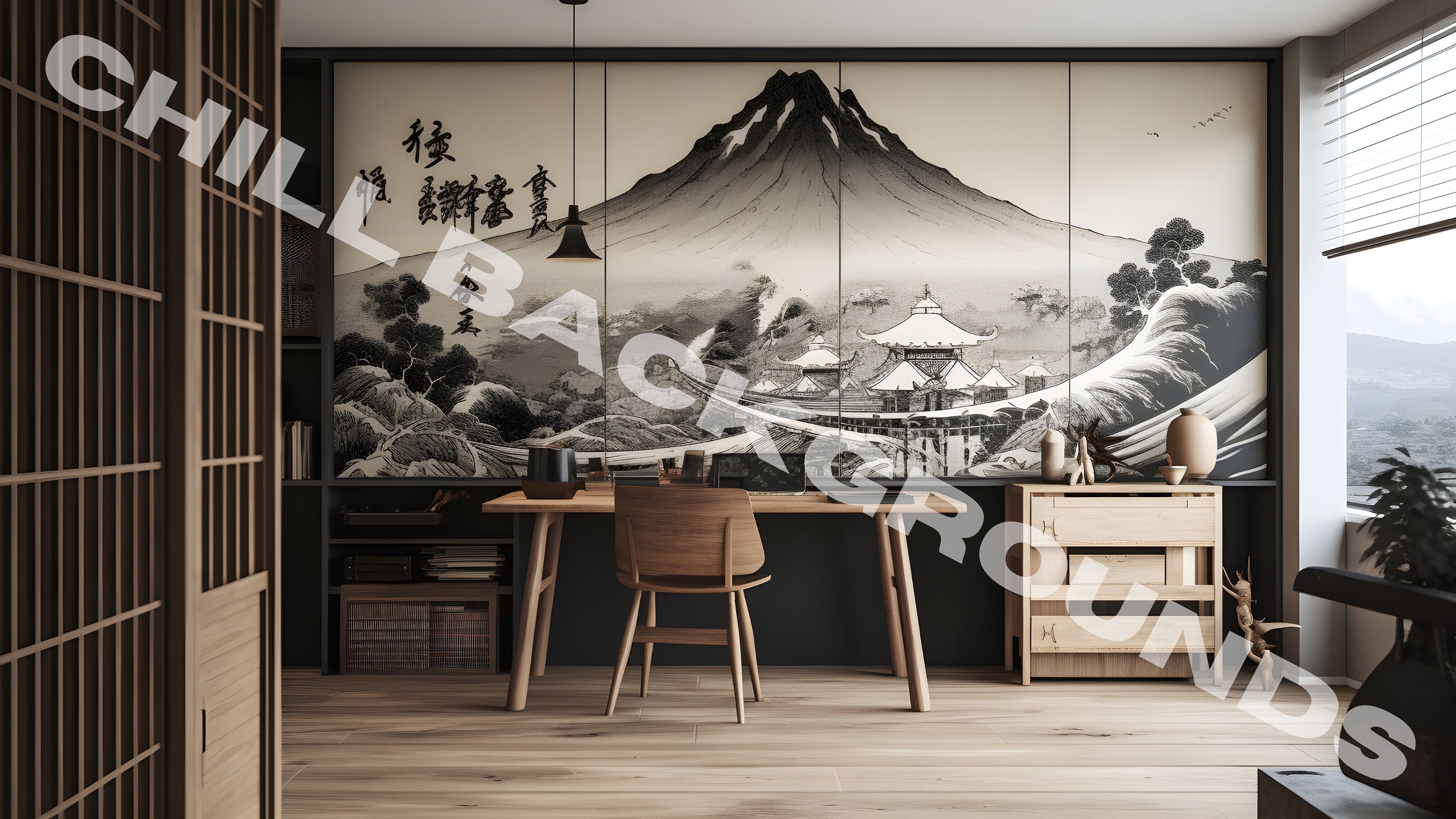 Mount Fuji Virtual Background: Japanese Woodblock Art (PNG) - Etsy