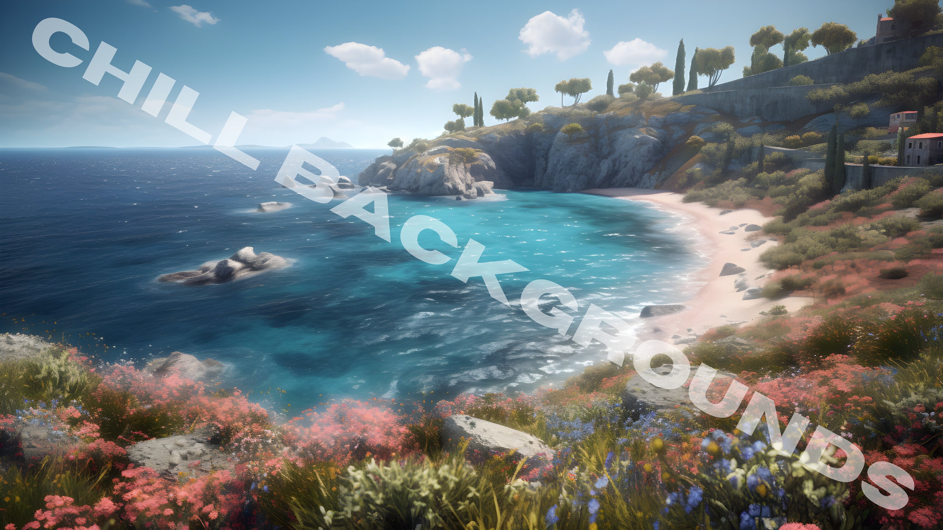 Coastal Backdrop, Flowers Background, Bundle Pack, AI Art, Virtual ...